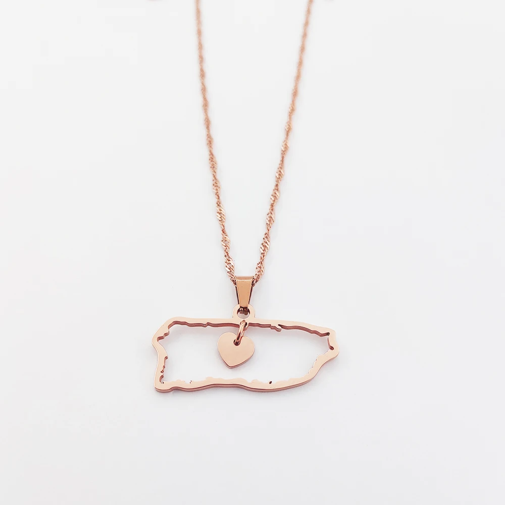 Custom Puerto Rico Map Necklace - Joyeria De Oro Laminado