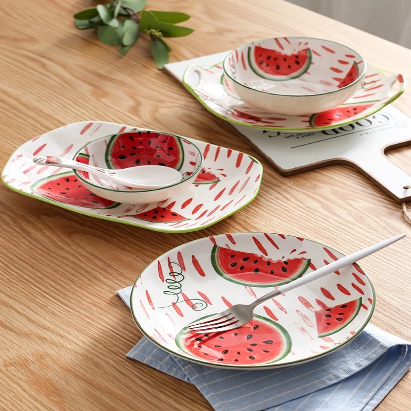 Dinnerware Set 6 Pieces Cartoon Watermelon Theme Japanese Ceramic ...