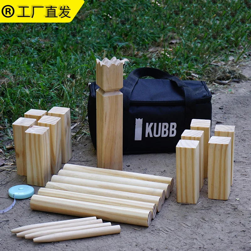 Viking Chess Yard Game - Kubb Set with Bag & Pine Wood