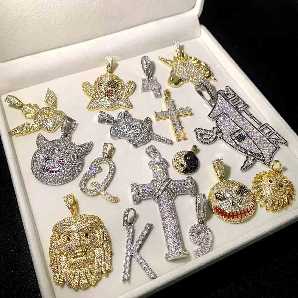 Hip Hop Pendant Bling Iced Out Moissanite Sterling Silver Diamond Charm ...