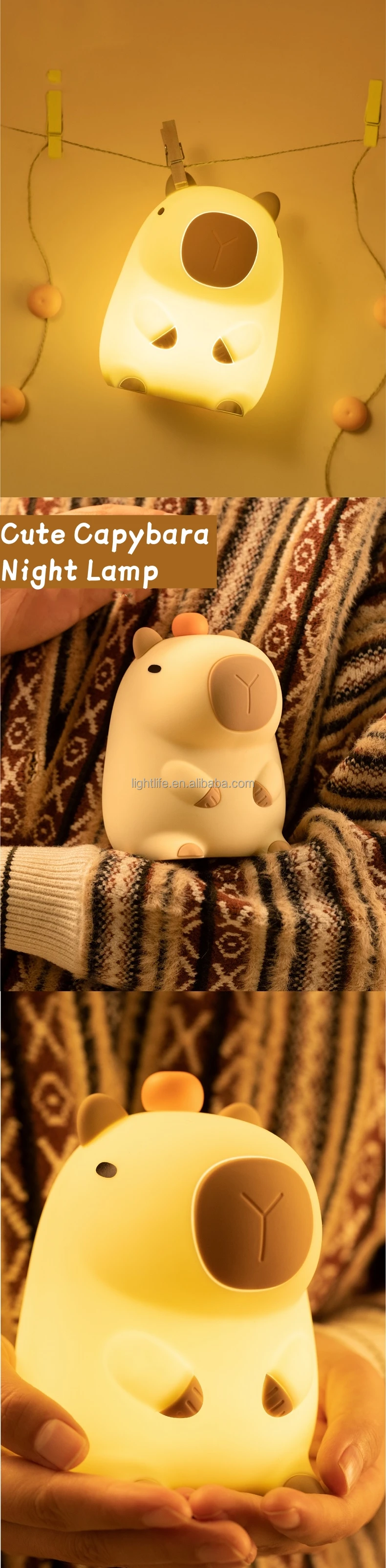 Cute Capybara Nursery Lamps - Rechargeable LED Night Lights