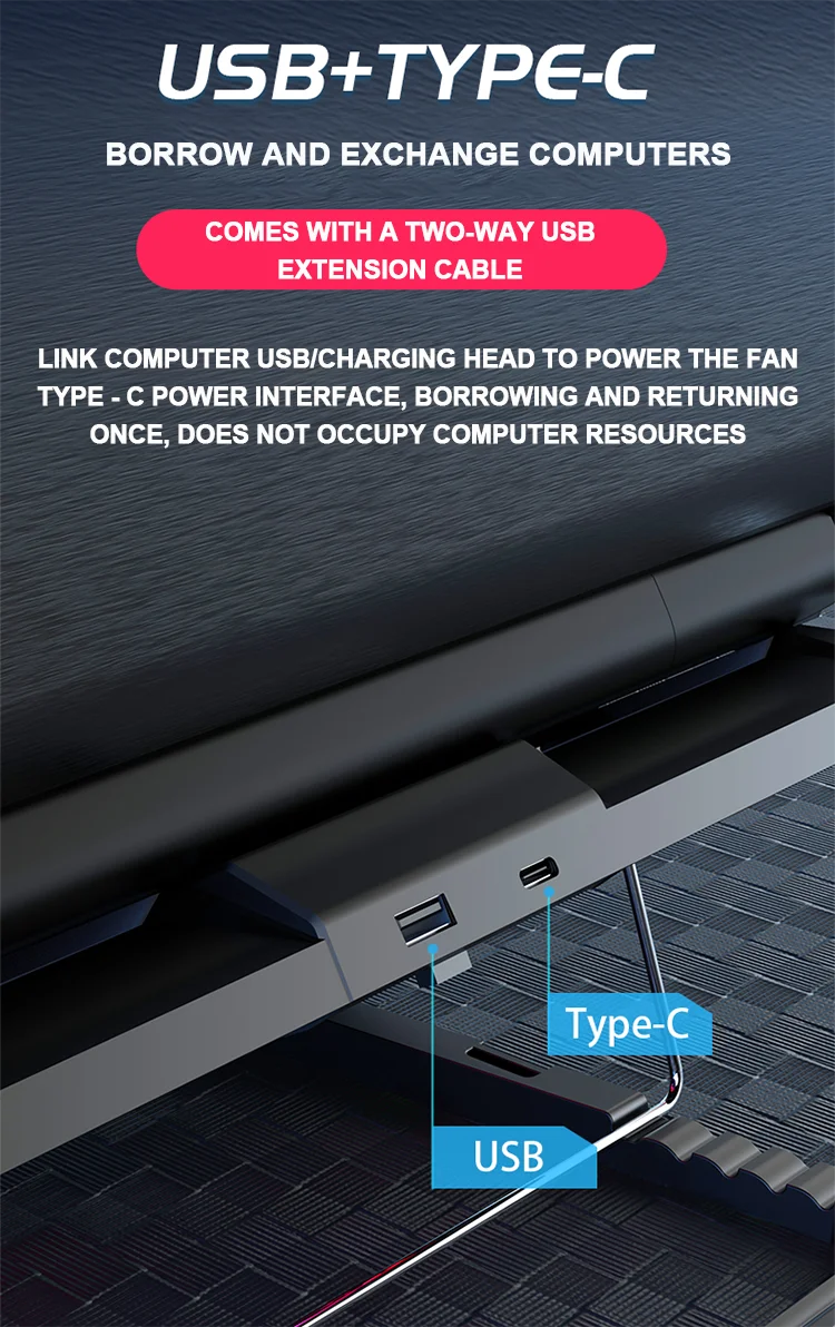 Portable Laptop Desktop Stand Dual Cooling Fan Game This Computer Stand ...