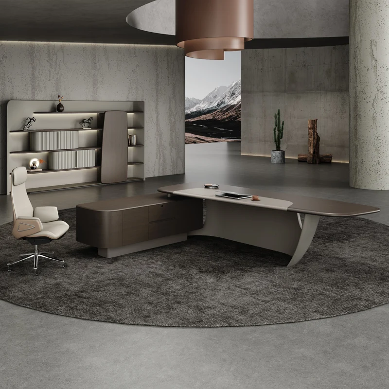 Minimalist Modern Luxury Wooden Panel Boss Workstation Desk Custom-Made ...