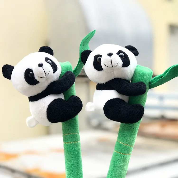 Plush Panda Toy Holding Bamboo Leaves Panda Cute Figure Customized ...