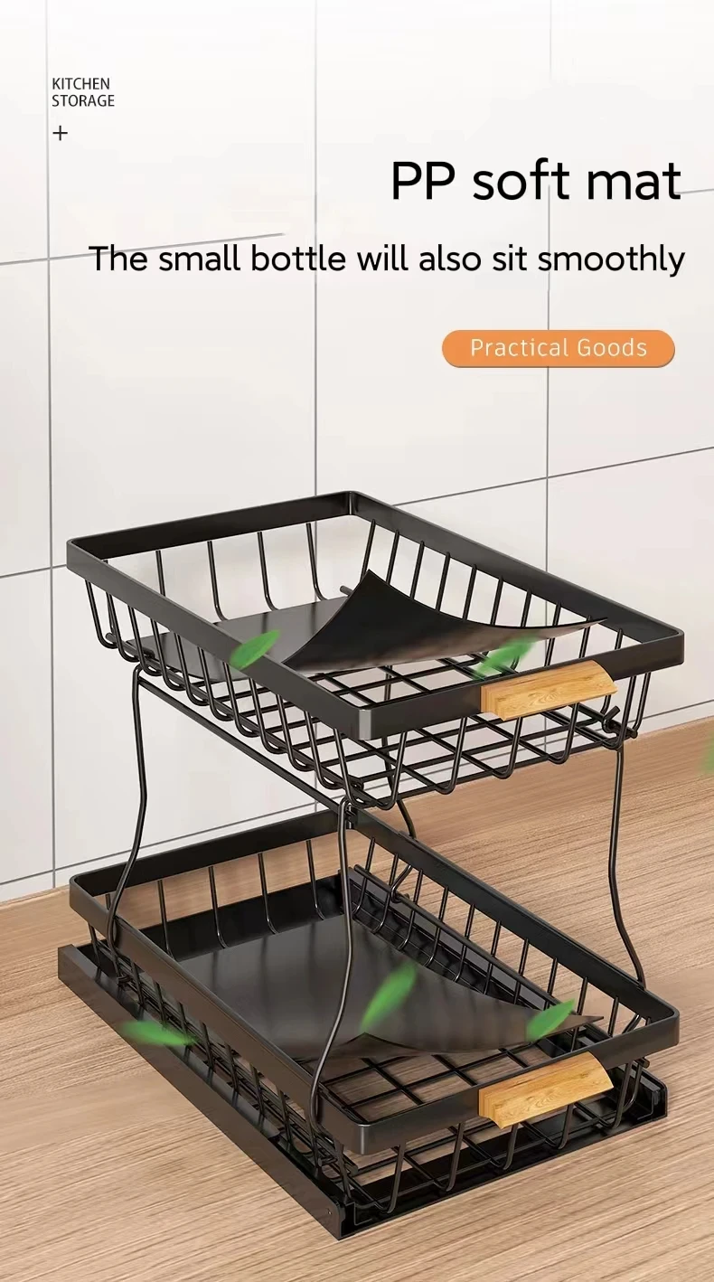 Double Spice Rack Tier Smooth Edge Pull Out Drawer Design Kitchen ...