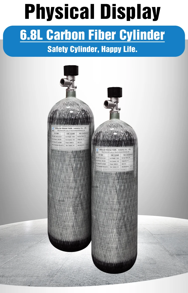 6.8L High Pressure M18*1.5 4500Psi 300Bar 30Mpa Carbon Fiber Cylinder ...