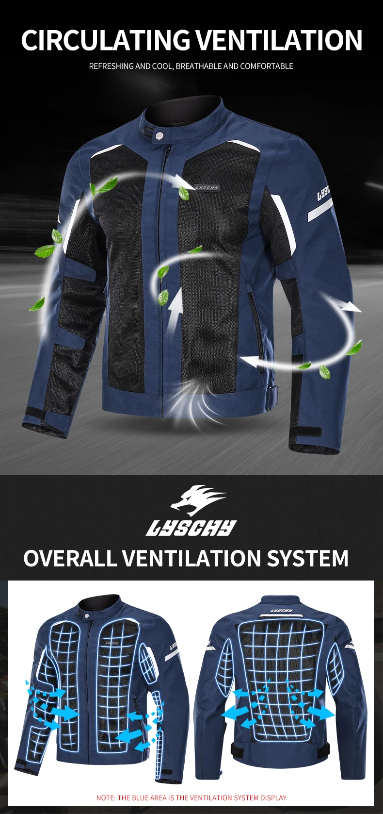 LYSCHY Motorcycle Riding Suit Summer Mesh Men Anti-fall Breathable ...