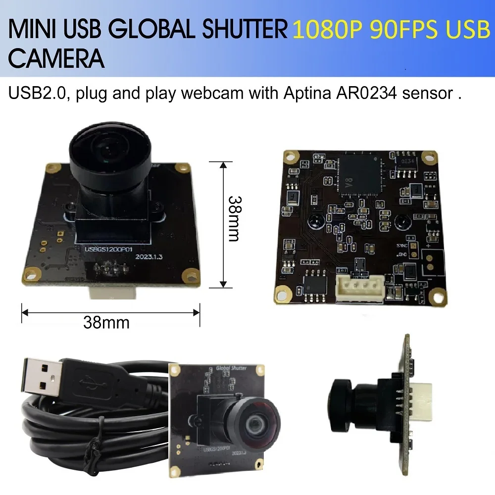 Mini 38x38mm 1920x1200 & 1080P 90FPS Global Shutter USB Camera