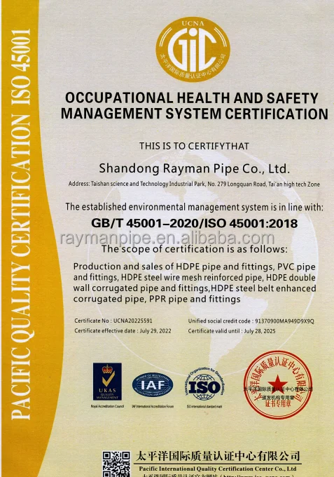 High Quality Plastic PVC Pipe for Water Supply - ISO9001