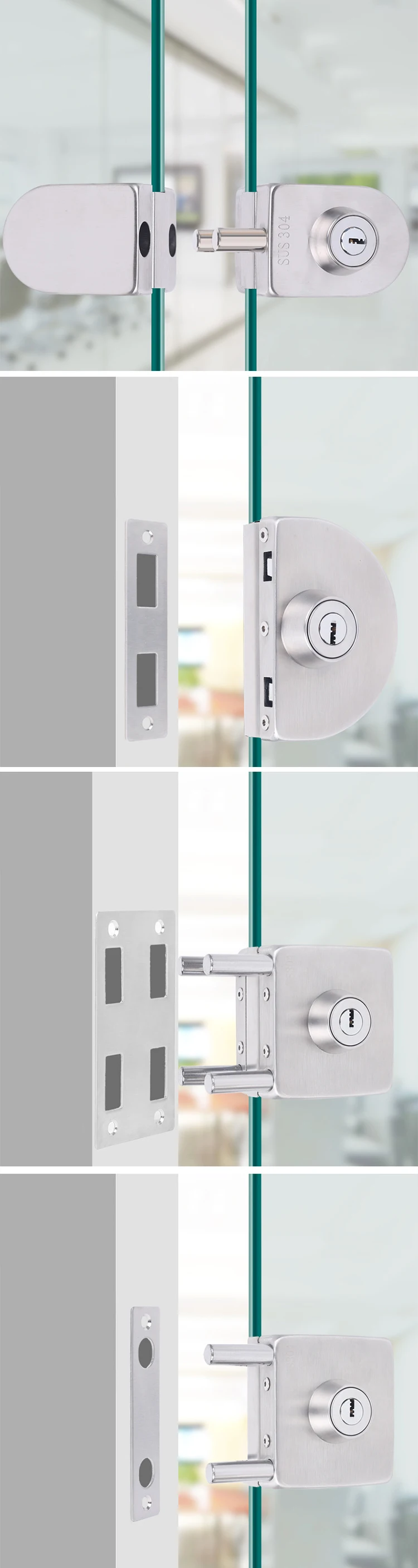 Custom Stainless Steel Swing Lock Hardware for Glass Doors