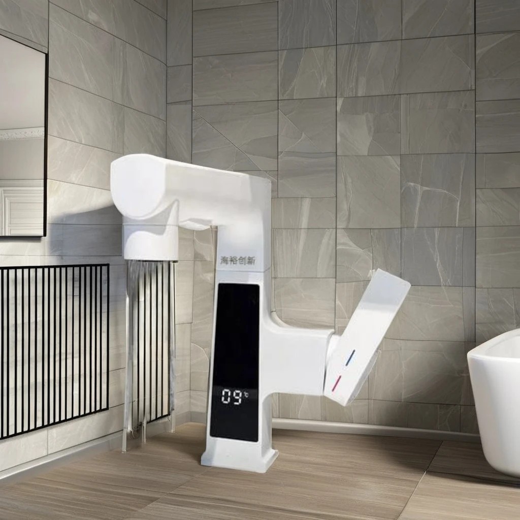 Modern Black Brass Smart Basin Faucets with LED Temperature Display ...