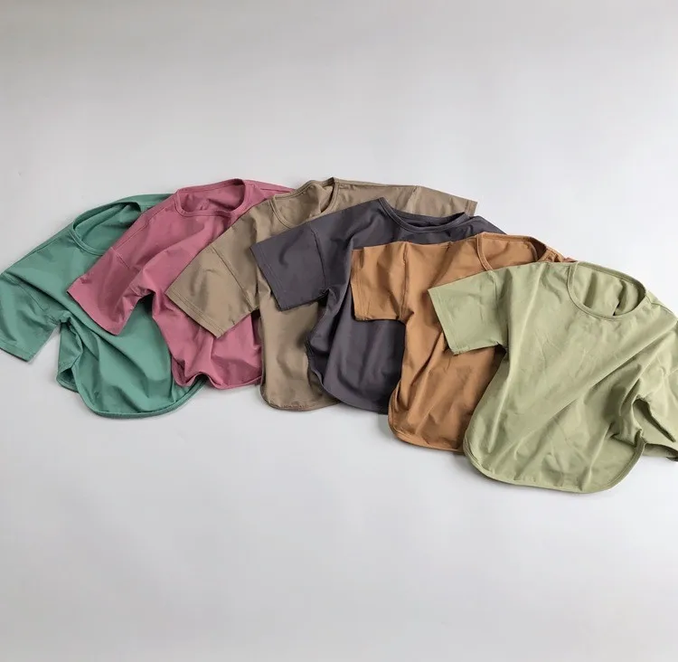 Kids Plain T Shirt Tops for Child Boys Girls Baby basic Solid Color ...