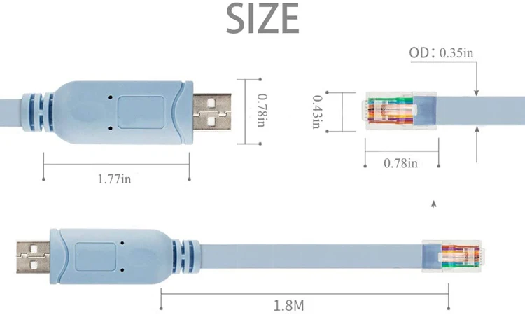 6ft Ftdi Chip Ch340 232rl R232 Rs232 Pl2303 Usb 2.0 To Rj45 Rollover ...