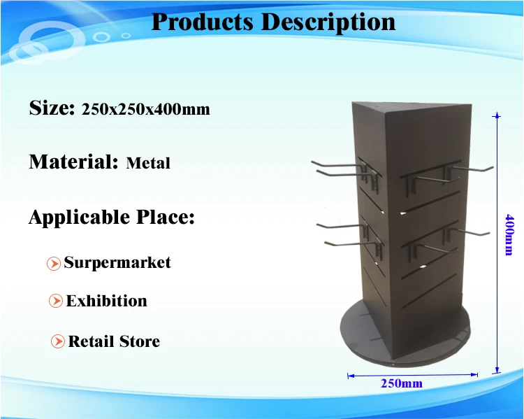 3-Side Custom Metal Pegboard Rotating Counter Top Magnetic Display Rack ...
