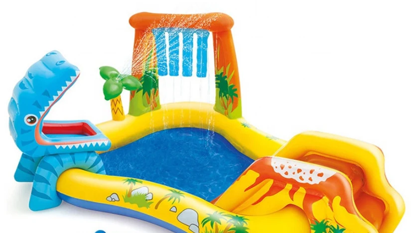 Summer Dinosaur Play Center Water Slide Sprinkler Outdoor Pvc ...