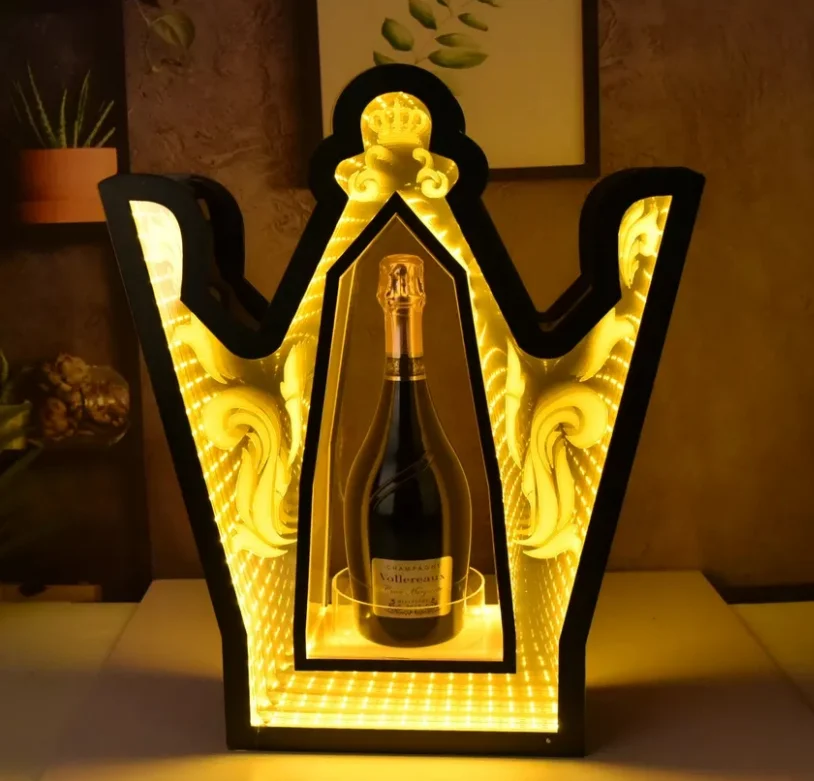 OEM Golden LED Bottle Presenters Modern Style Single for Champagne ...