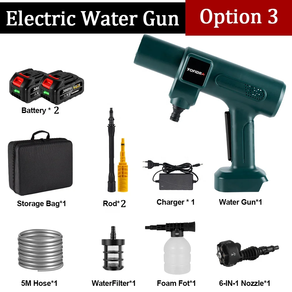 200bar 3500W Brushless Car Water Gun - 6-in-1 High Pressure Washer