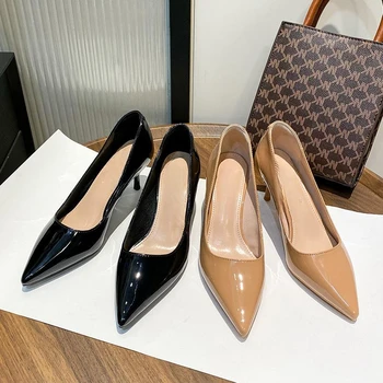 Ladies Customized Design Logo Low Heels New Elegant Pointed Toe Bright ...