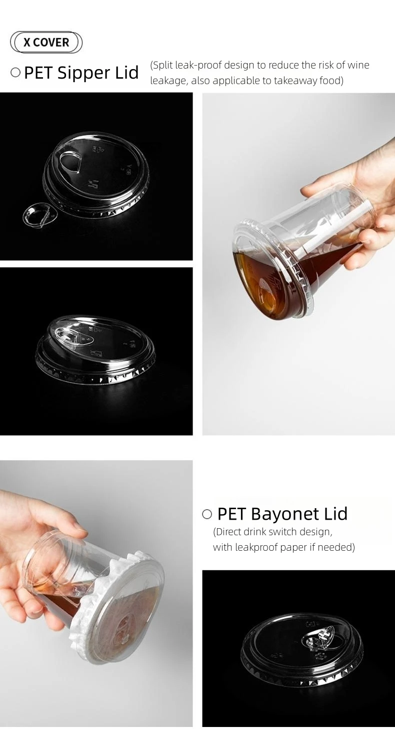 92mm 7oz 9oz 12oz 16oz Small Plastic Containers Pet Cup With Straw Takeaway Drink Packaging ...