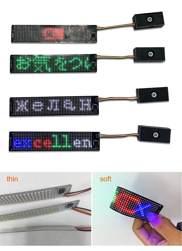 Mini LED Flexible Display Screen - APP Edit & Battery Chargeable