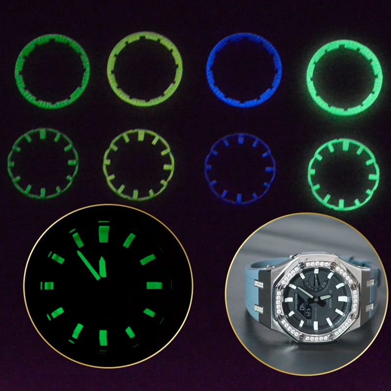 Ga-2100/2110 Accessories Light Blue Watch Dial Mod Kit Watch Bezel Scale Ring For G Shock Ga2100 ...