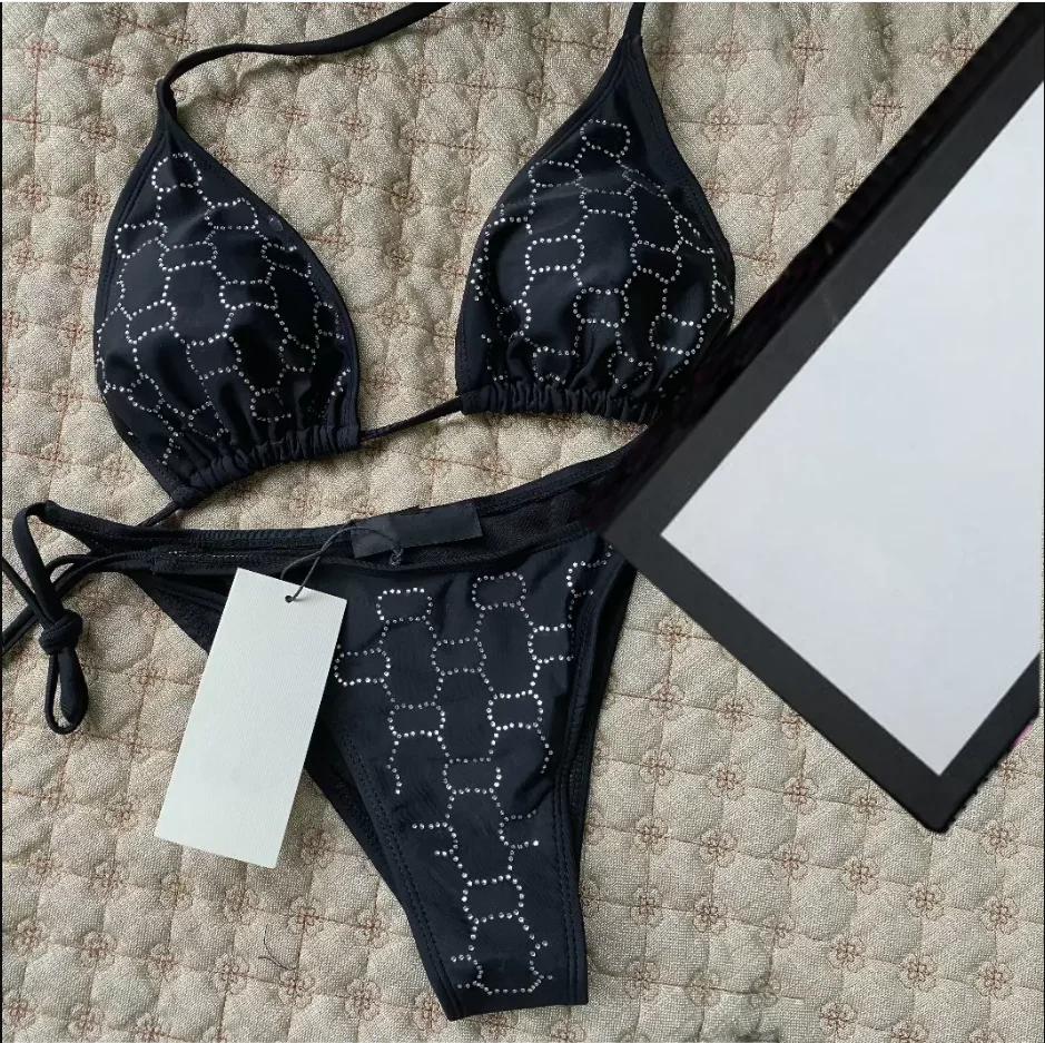 Designer Bikinis Woman Two-piece Bikini Letter Swimsuits Crystal Summer ...