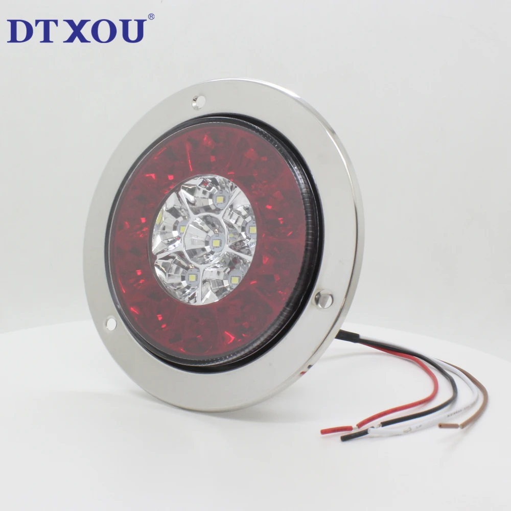 Top Shiliduo 4" Round Led Tail Rear Light Red Amber White For Your ...