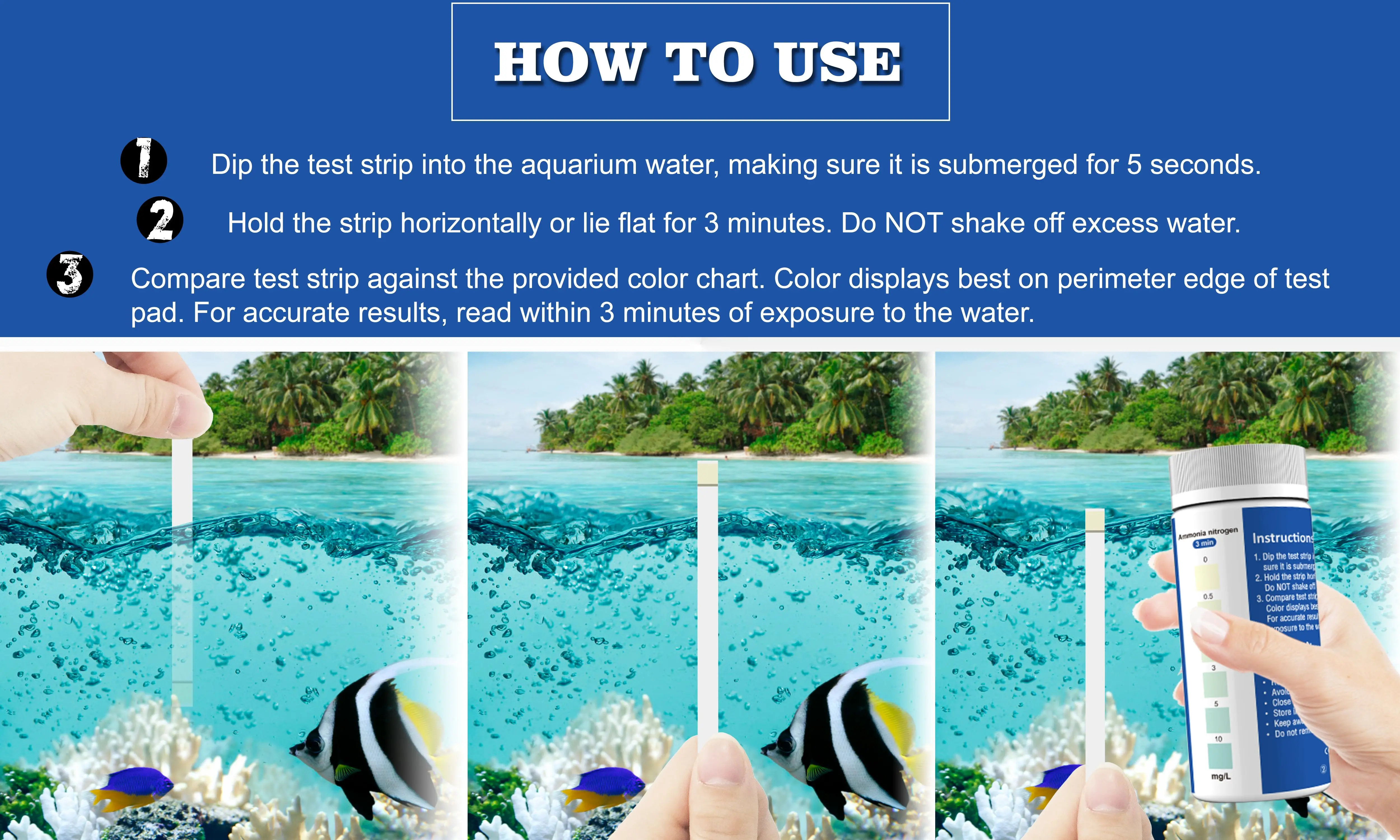 Ammonia test Strips 50 Counts, Ammonia Nitrogen Testing Paper for Pond ...