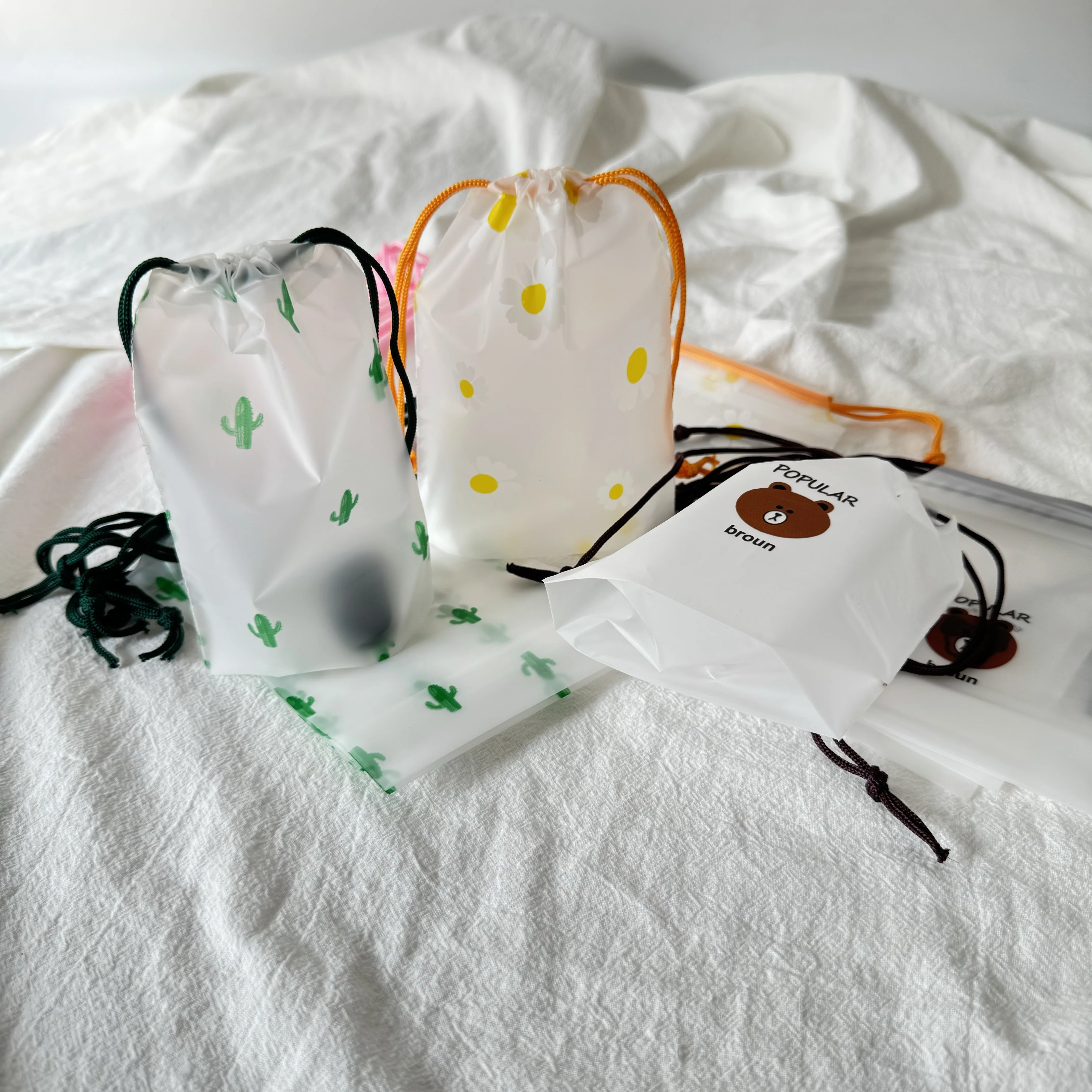 Custom PVC Clear Plastic Drawstring Bags Foldable Shrink Packaging for ...
