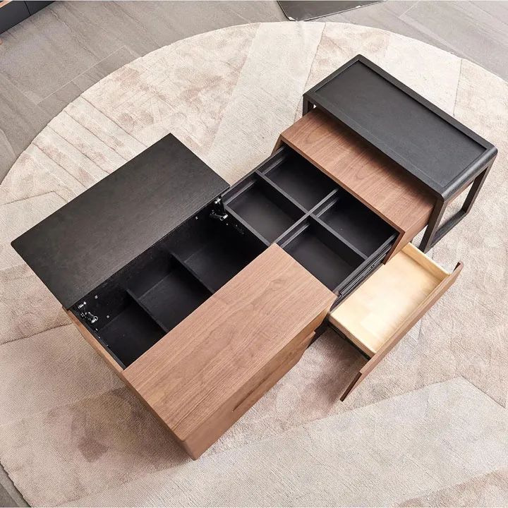 Multifunctional Lift Top Wooden Coffee Table Storage Drawers ...