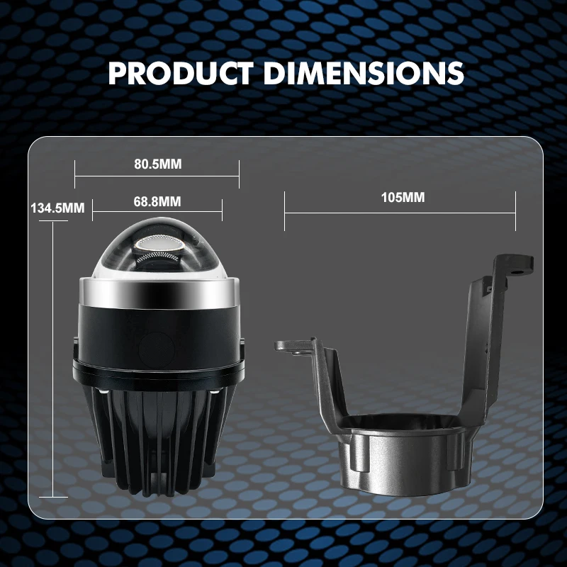 Universal Use 3 Colors Led Fog Lamps Projector Lens White/yellow Light ...