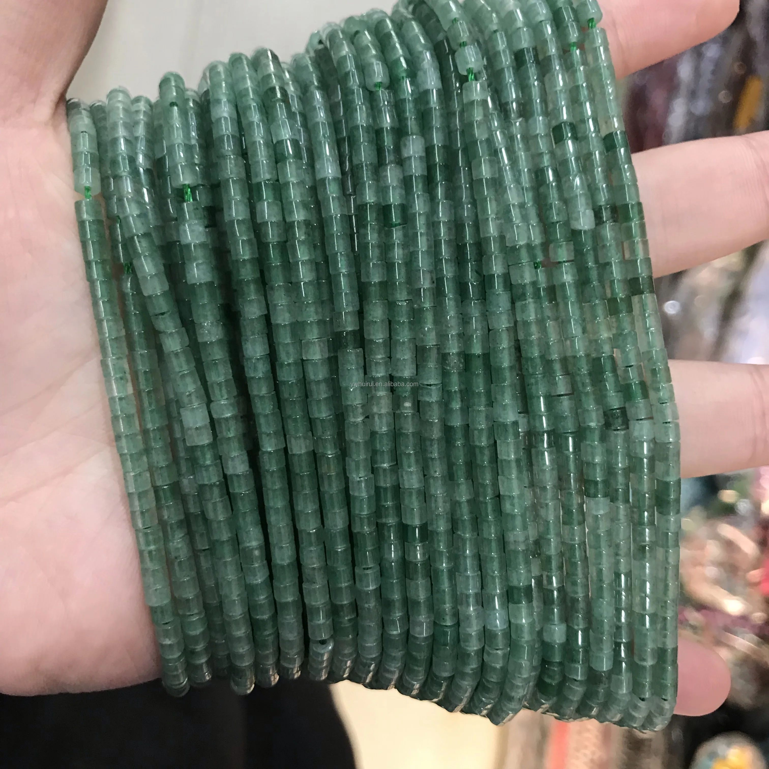 Hui Rui Natural Green Aventurine Stone Abacus Beads Rondelle Gemstone ...