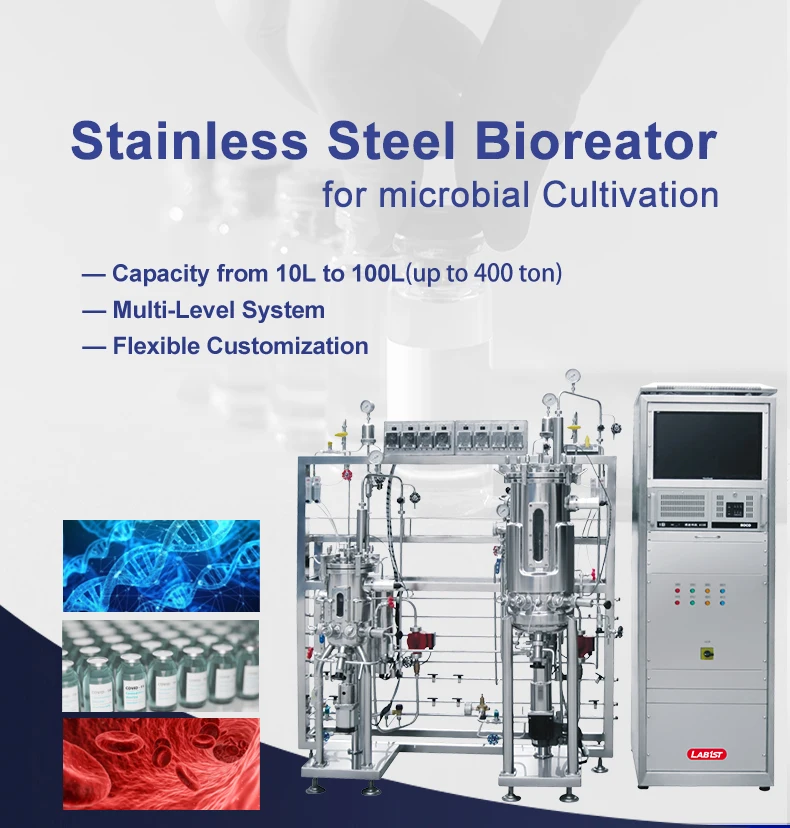 Stainless Steel Bioreactor Fermentor 10l 20l 100l 200l 300l 500 l 2000l ...