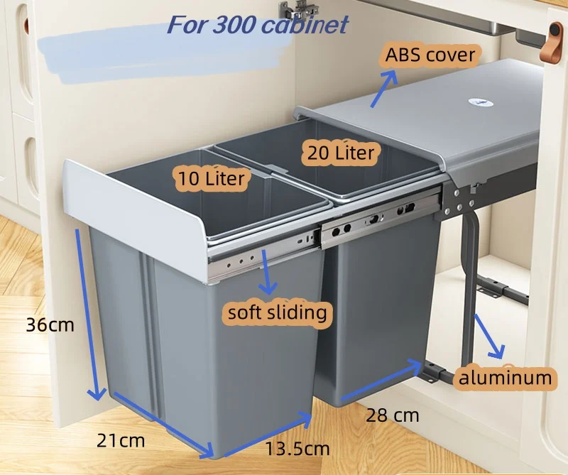 2 in 1 Recycle Bin Dustbin Recycling Inner Compartments Section Garbage ...