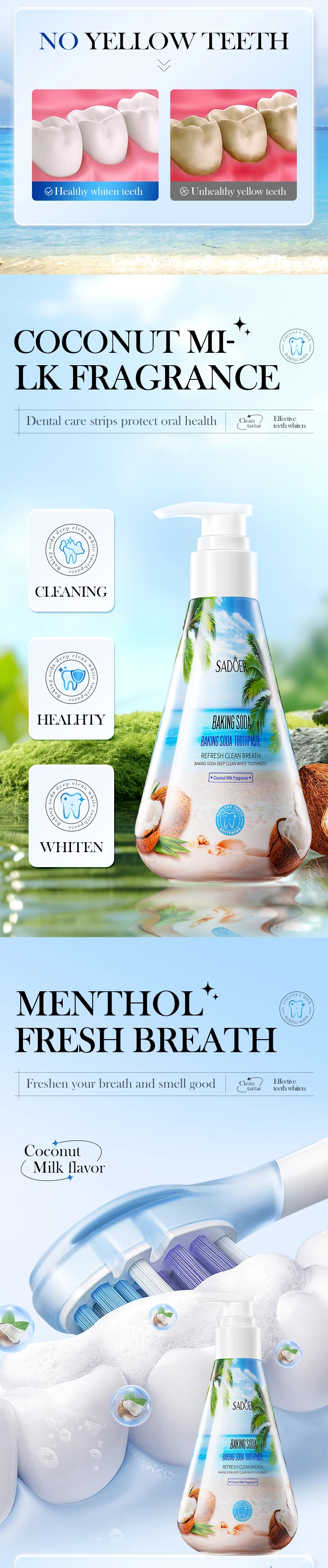 Sadoer 24k Gold Nicotinamide Toothpaste Probiotic Whitening Freshens ...