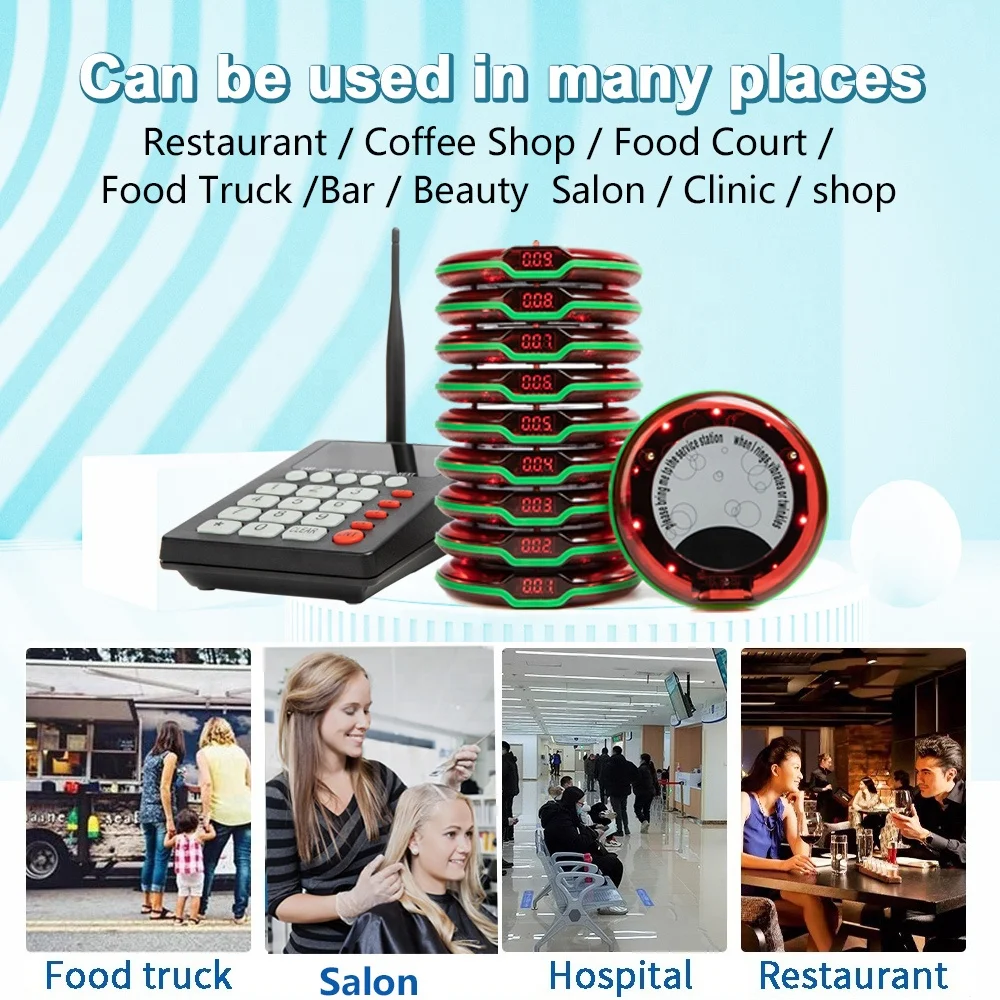 Waterproof Restaurant Food Court Pager System Restaurant Order Collect ...