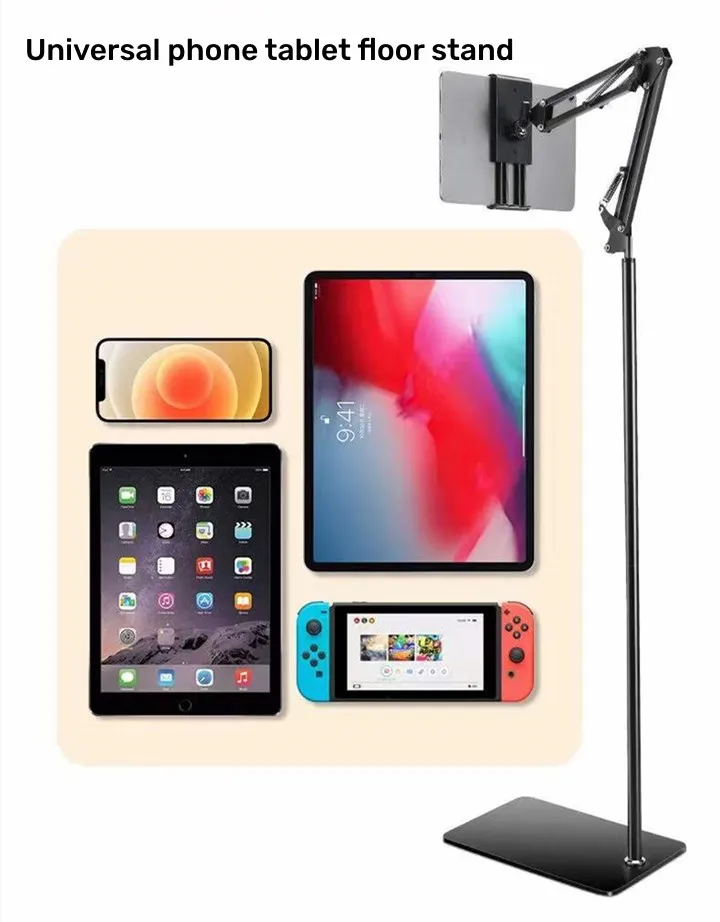 135cm Tall Tablet Stand Adjustable Metal Floor Standing Tablet Holder ...