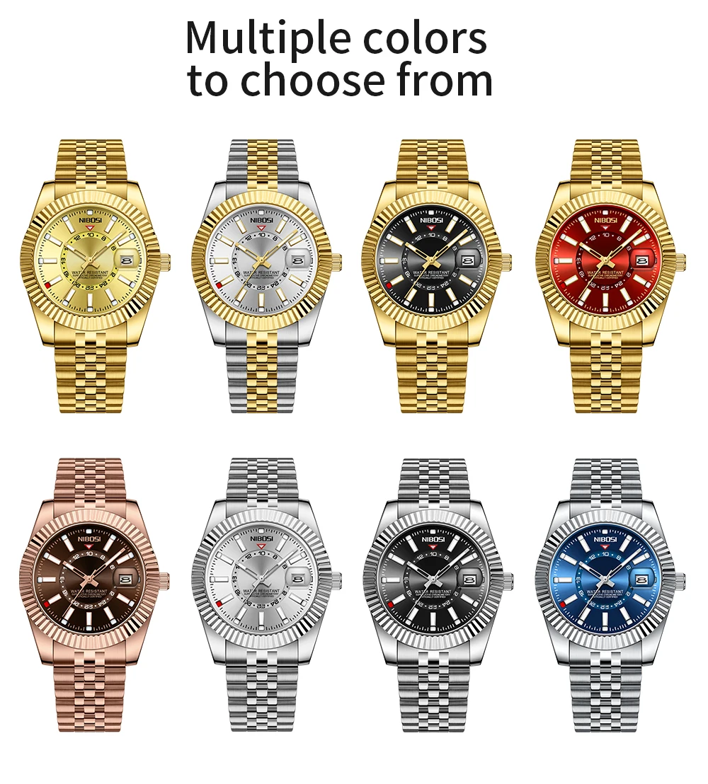 NIBOSI 2638 Custom Logo Stainless Steel Strap Luxury Men's Watch