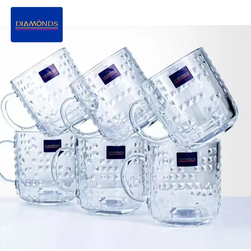 Pattern Glass Mugs Diamonds Glass Tea Water Cup Glassware Transparent ...