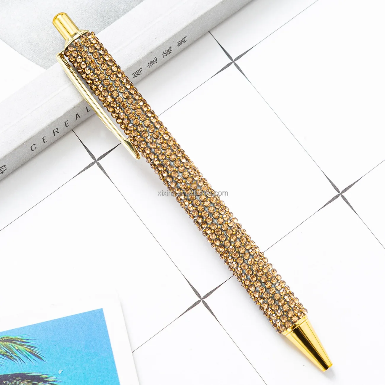 Wholesale Diamond Covered Ballpoint Pen Promotional Sequin Press ...