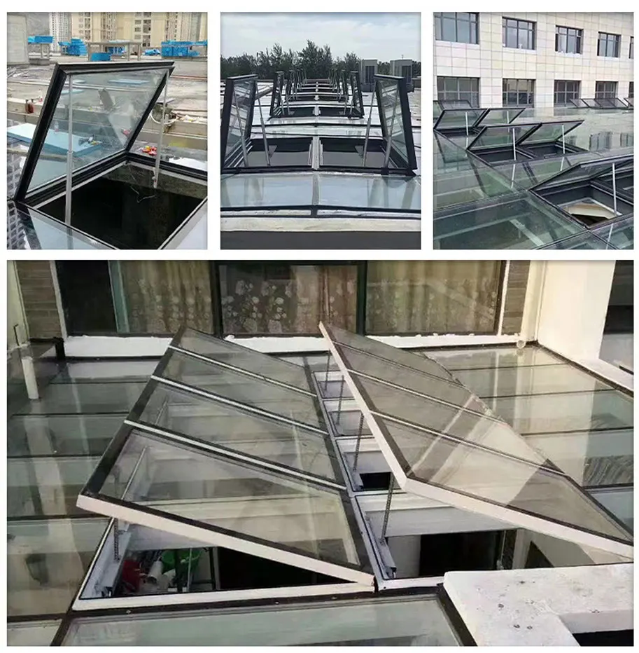 Modern Motorized Aluminium Skylight Soundproof Double Glazed Roof ...