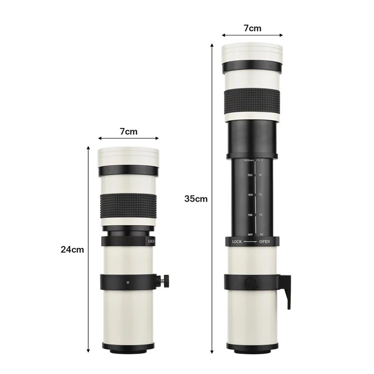 White Mf Super Telephoto Zoom Lens F/8.3-16 420-800mm T2 Mount With M ...