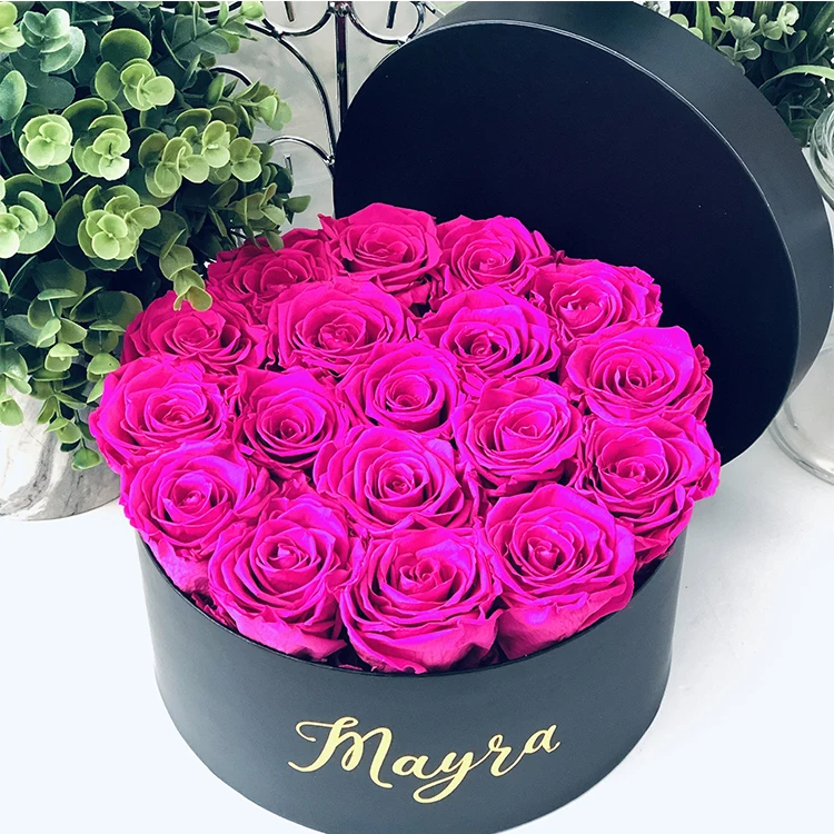 Custom Logo Luxury Pink Rose Packaging Paper Cylinder