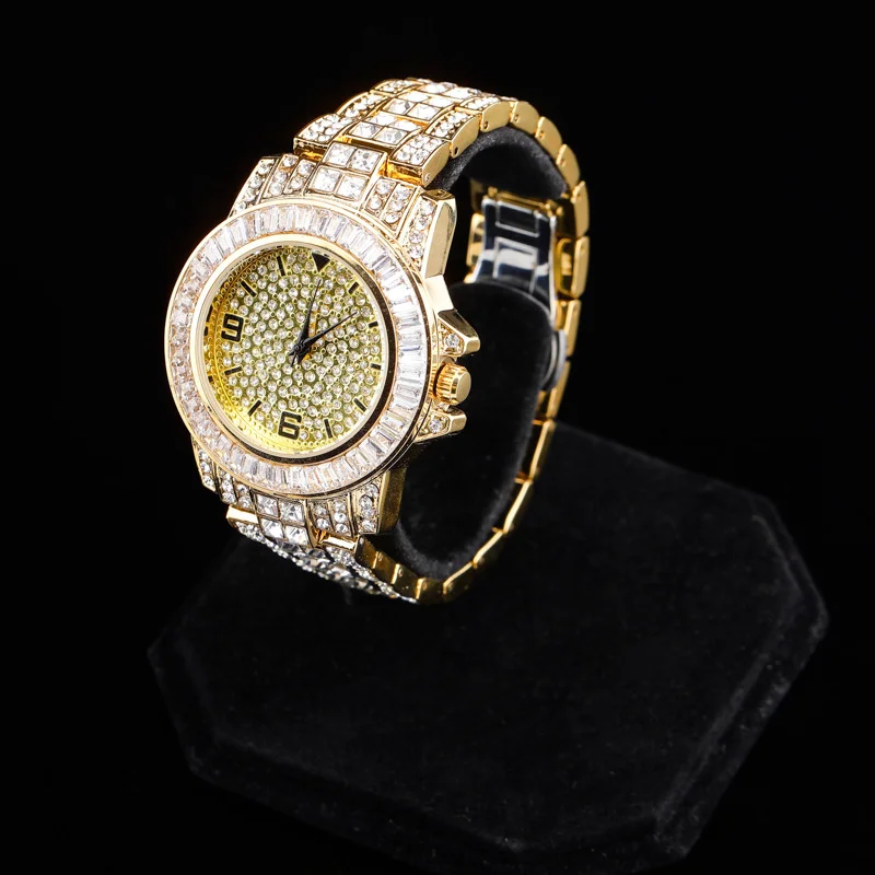 Iced Out Luxury Diamond Wristwatch for Men - Gold & Silver Fashion ...