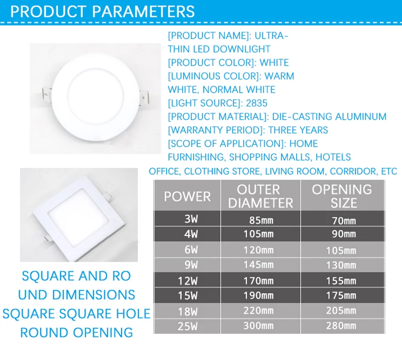 3W 6W 9W 12W 15W 18W 24W Etl Led Panel Light/frameless Led Panel Light ...