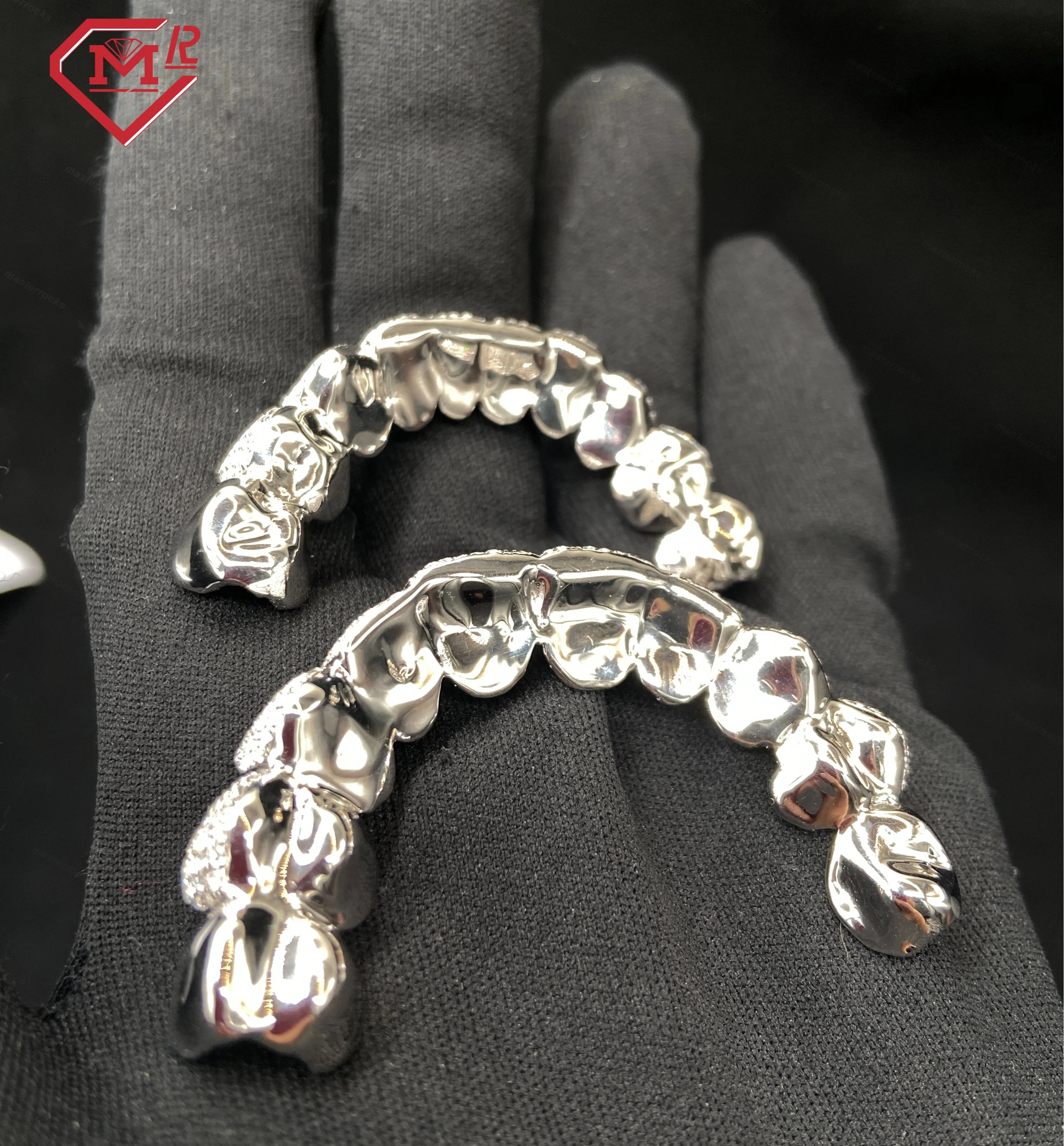 Real 925 Sterling Silver 8 Top 8 Bottom Grillz For Teeth Honey Comb ...