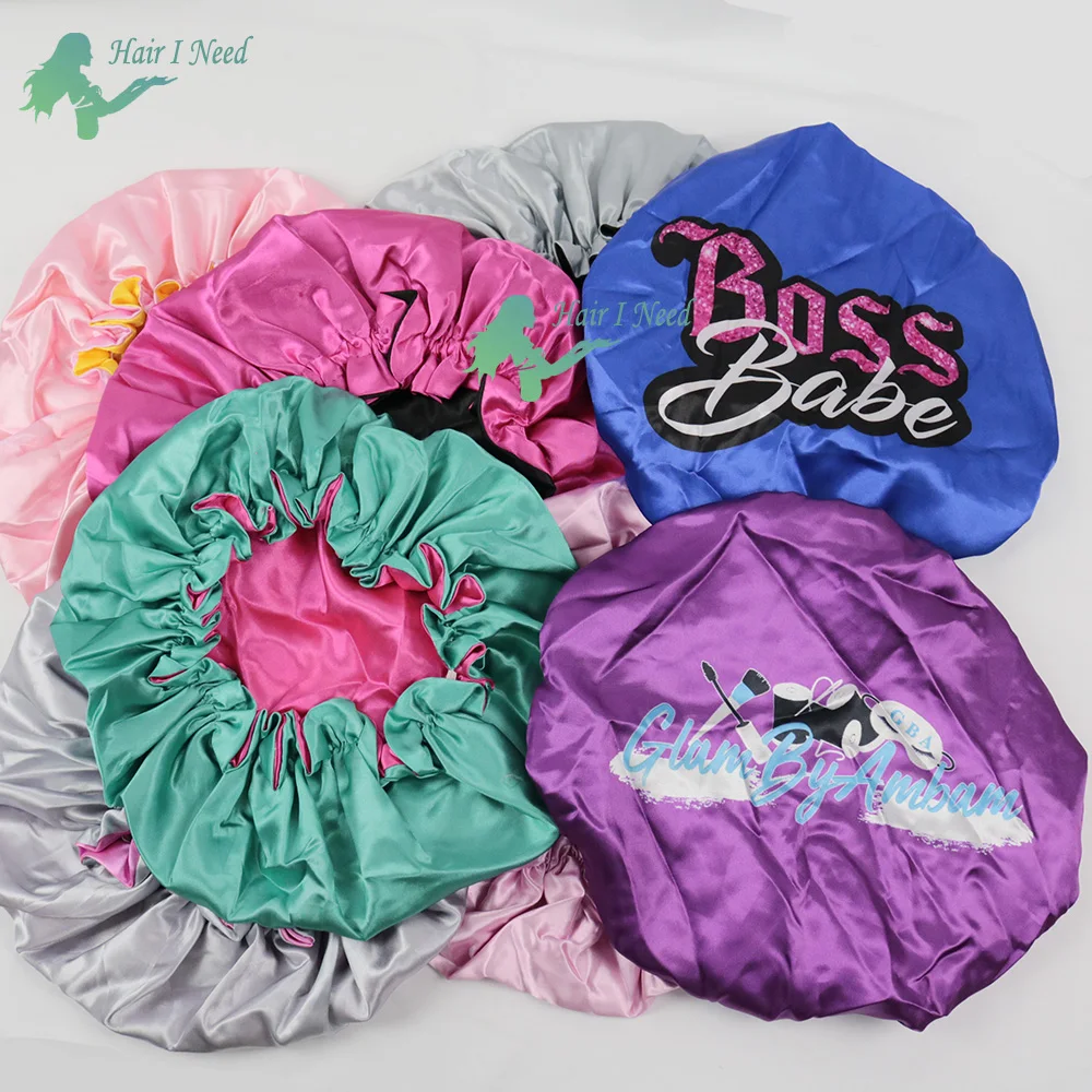 Free Shipping Custom Bonnets Satin Women Sleeping Cap Soft Reversible ...