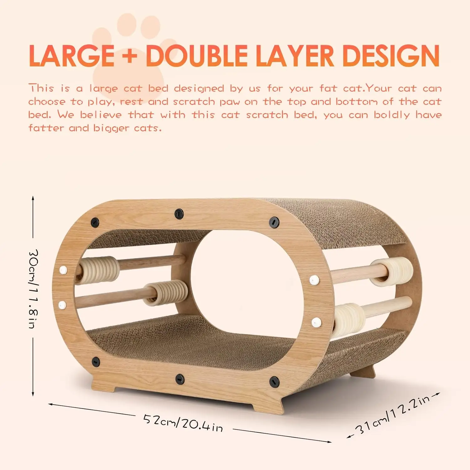 Indoor Large Double Wooden Deck Design Cat Scratching Bed Natural ...