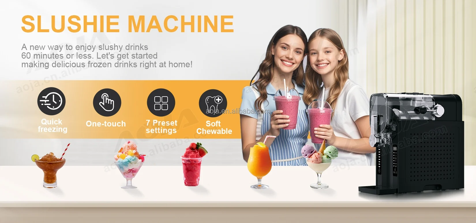 New Nin Slushie Machine Frozen Drink 1.8L Counter Top Portable Small ...