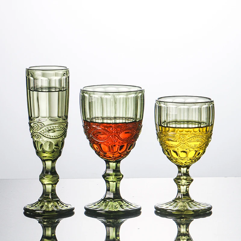 Wholesale Custom Colorful Vintage Glass Wine Goblets